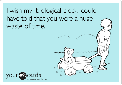 I wish my biological clock could have told that you were a huge waste ...
