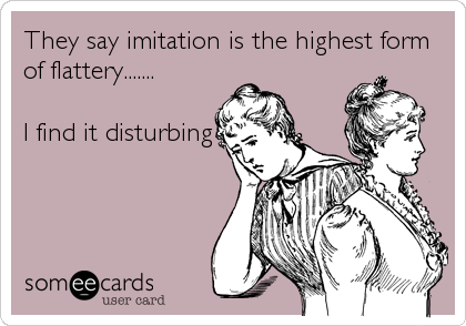They say imitation is the highest form of flattery....... I find it ...