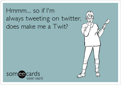Hmmm.... so if I'm always tweeting on twitter, does make me a Twit ...