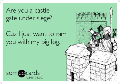 Are you a castle gate under siege? Cuz I just want to ram you with my ...